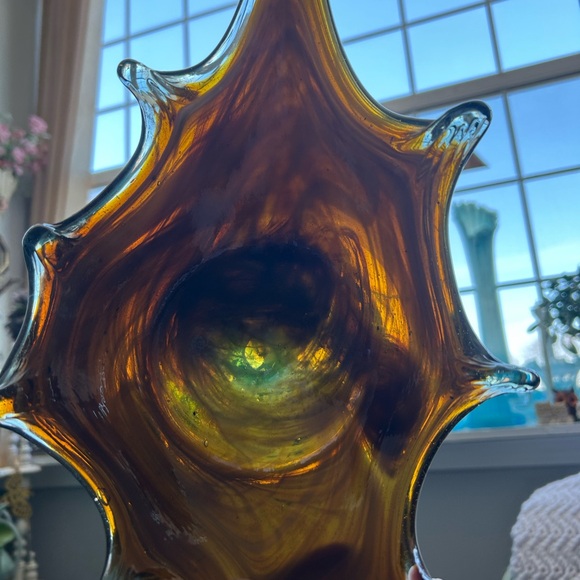 Vintage | Accents | Vintage Mcm Large Art Glass Centerpiece Bowl Brown ...